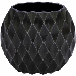 Spetebo - Aluminium Blumenvase schwarz - oval / 23 cm - Alu Tisch Deko Blumen Vase Metall