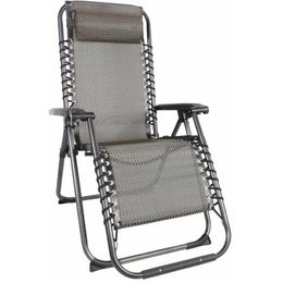 Spetebo Relax Sessel mit Kopfkissen - 175cm / taupe - Verstellbarer Garten Sonnen Liege Stuhl