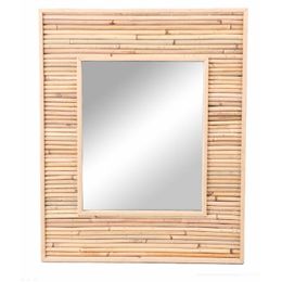 Spetebo - Bambus Wandspiegel rechteckig - 55 x 45 cm - Natur Holz Spiegel Wand Hänger Deko