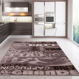 Küchenteppich Teppichläufer Coffee Modern Kaffee Design in Braun Beige Teppich für Lounge oder Küche,120x170 cm