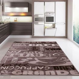 Vimoda - Küchenteppich Teppichläufer Coffee Modern Kaffee Design in Braun Beige Teppich für Lounge oder Küche,80x150 cm