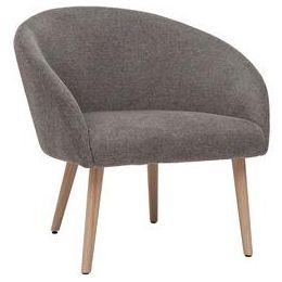 Miliboo Sessel im grauen Samtdesign mit hellen Holzfüßen OLIVIA