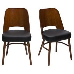 Miliboo Vintage-Stühle Walnussoptik und schwarze Sitzfläche (2er-Set) EDITO