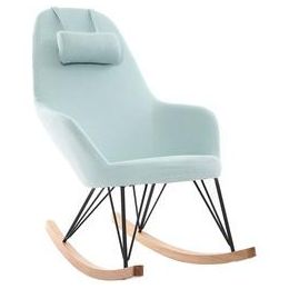 Miliboo Relax-Sessel - Schaukelstuhl Stoff Meeresgrün Füße Metall und Esche JHENE