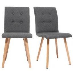 Miliboo Design-Stuhl Anthrazitgrau und Eiche 2er-Set HORTA