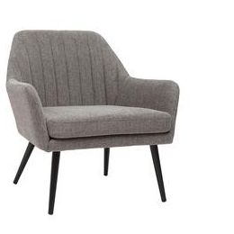 Miliboo Sessel im grauen Samtdesign mit Metallfuß GASTON
