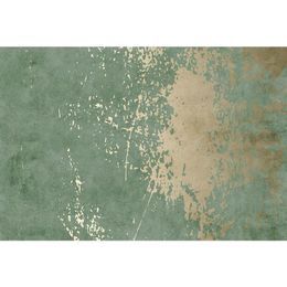 Vintage Tapete grün gold | Industrial Style Fototapete mit Beton Design in Salbeigrün | Industrielook Vliestapete ideal für Wohnzimmer und Flur - 270