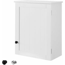 BZR19-W Hängeschrank mit Einer Tür Wandschrank Badhängeschrank Küchenschrank Medizinschrank Badmöbel Weiß bht ca: 40x52x23cm - sobuy