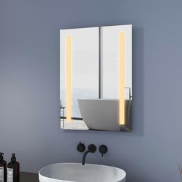 Badspiegel mit Beleuchtung 50x70cm Badezimmerspiegel, Wandschalter mit Warmweiß Beleuchtung Wandspiegel - Meykoers