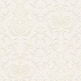 A.S. Création Elegante Tapete weiß mit Glitzer | Edle Papiertapete mit Vinyl ideal für Schlafzimmer und Esszimmer | Barock Wandtapete mit Muster und Glitzereffekt