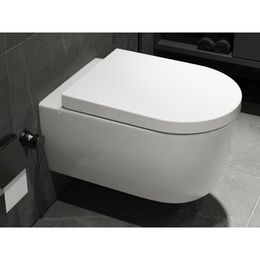 Spülrandloses Taharet wc inkl. abnehmbarer Softclose Sitz & Beschichtung Dusch-WC Intimdusche Toilette mit Bidetfunktion Shattaf - Ssww