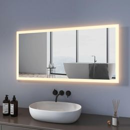 Badspiegel mit Beleuchtung 120x60cm Badezimmerspiegel, Wandspiegel mit Warmweiß Beleuchtung Wandschalter - Meykoers