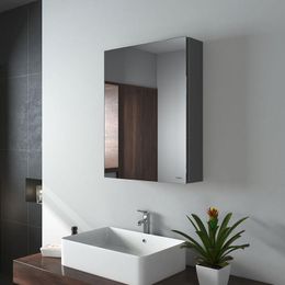 Spiegelschrank mit Spiegel unsichtbarer Griff Wandspiegel mit Badschrankmit höhenverstellbarem badezimmerschrank Laminat (Grau, 50x65cm) - Emke