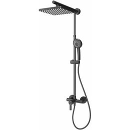 Schulte - Duschsystem, DuschMaster Rain Black Style mit Einhebelmischer, Farbe: Schwarz, Kopfbrause eckig