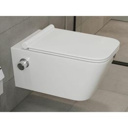 Ssww - Taharet wc Inkl. Armatur und abnehmbarer Softclose Sitz Dusch-WC Hänge-WC Toilette mit Bidet-Funktion Hygienisch Keramik Delta Unterspülrand