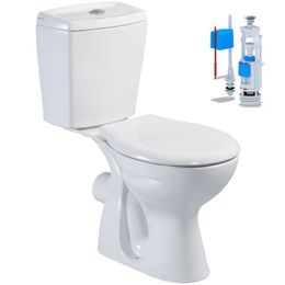 Belvit - Stand-WC + Keramik-Spülkasten + Deckel + Spülventil Waagerecht Wand-Anschluss - Weiß