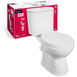 aquaSu - Basic WC-Kombination 374 Spülrandloses Stand-WC Tiefspüler Abgang waagerecht Thermoplast WC-Sitz mit Absenkautomatik Spülkasten