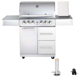 Allgrill Top-Line Modular chef l Gasgrill 4 Brenner/Backburner/Schubladen Grill mit Ablage/Smokesystem