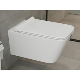 Ssww - Design Hänge-WC CT2041 eckige Toilette inkl. Sitz mit Absenkautomatik geschlossener Unterspülrand Lotus-Effekt ultra flacher Wc-Sitz modernes
