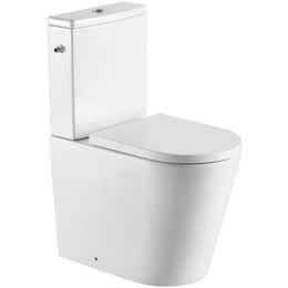 Swiss Aqua Technologies - Brevis Stand-WC der Spitzenklasse, spülrandlos + WC-Deckel mit Absenkautomatik, Öko-Seiteneinzug, Univer