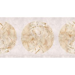 Bricoflor - Planenten Tapete in Marmoroptik | Vlies Fototapete mit Kreis Design in Weiß Gold | Wohnzimmer und Schlafzimmer Vliestapete mit Marmor