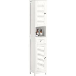 FRG236-W Badezimmer-Hochschrank Badregal Badschrank Badmöbel mit 1 offenem Fach, 1 Schublade und Türen, weiß bht ca: 32X170X30cm - sobuy