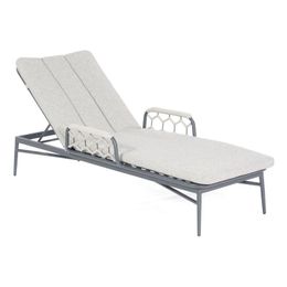 Lounge-Liege Yale Aluminium mit Polyrope silbergrau mit Auflage Relaxsessel Gartenlieg - SonnenPartner