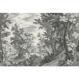 Bricoflor - Kunst Fototapete mit Wald | Vlies Bildtapete Landschaft gemalt ideal für Wohnzimmer und Flur | Gemälde Tapete mit Bäumen im Antik Look in