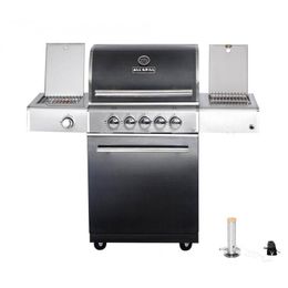 Allgrill Top-Line Modular chef m Black Gasgrill 3 Brenner/Seitenkocher/Backburner Grill mit STEAKZONE®/Smokesystem