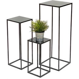 Blumenhocker Metall Schwarz Eckig 3er Set Blumenständer Beistelltisch 434 Blumensäule Modern Pflanzenständer Pflanzenhocker - DanDiBo