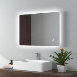 Emke - led Badezimmerspiegel 50x70cm Badspiegel mit Kaltweißes Licht,Touch-Schalter und Beschlagfrei (Modell i)