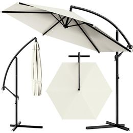 Kingsleeve - Ampelschirm rostfreies Aluminium Sonnenschirm ø 300 cm & 330 cm uv Schutz 30+ Ständer Kurbel schwenkbar neigbar Garten Balkon creme,