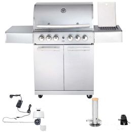 Allgrill Top-Line Modular chef l Gasgrill 4 Brenner/Seitenkocher/Backburner Grill mit Ablage/AIR-System/Smokesystem
