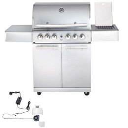 Allgrill Top-Line Modular chef l Gasgrill 4 Brenner/Seitenkocher/Backburner Grill mit Ablage/AIR-System