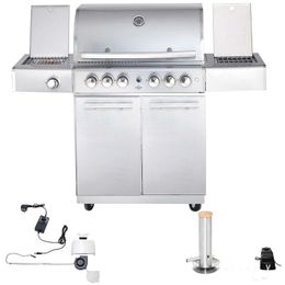 Allgrill Top-Line Modular chef l Gasgrill 4 Brenner/Seitenkocher/Backburner Grill mit STEAKZONE®/AIR-System/Smokesystem