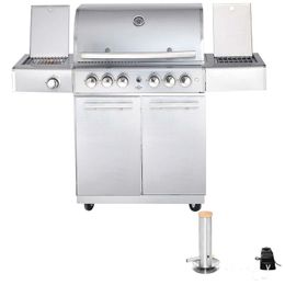 Allgrill Top-Line Modular chef l Gasgrill 4 Brenner/Seitenkocher/Backburner Grill mit STEAKZONE®/Smokesystem
