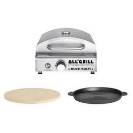 Allgrill multi-kulti Set 1 zündgesichert - Gasgrill + Pizzastein + Gusspfanne