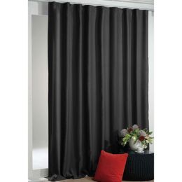 Verdunkelungsgardine mit Kräuselband Shadow 270 x 245 cm ( Breite x Länge ) in Schwarz, Extra Breite Blackout Gardine in vielen Variationen - Schwarz