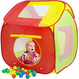 Spielwerk - Spielzelt Pop Up Funktion inkl. 200 Bälle Tragetasche Kinderzimmer Kinder Bällebad Spielhaus Tipi Insektenschutz Draußen Drinnen