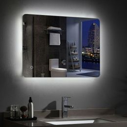 Lisa Badspiegel mit Beleuchtung led Badezimmerspiegel Wandspiegel mit Touch Beschlagfrei Dimmbar IP44, C:80x60cm