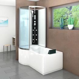 AcquaVapore Kombination Badewanne Dusche K50-R01-EC Duschtempel 100x170 cm - Weiß