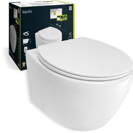 aquaSu Spülrandloses Wand wc Set Comida, Design-Toilette, Hänge wc, Tiefspüler, Keramik, Abgang waagerecht, WC-Sitz mit Absenkautomatik, Duroplast