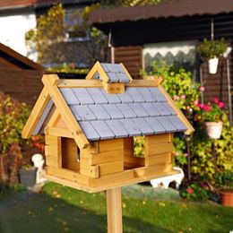 Mucola Vogelhaus aus Holz in Grau Vogelfutterhaus Vogelhäuser Vogelhäuschen Vogelvilla