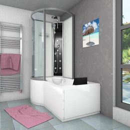 AcquaVapore Kombination Badewanne Dusche K50-R00 Duschtempel 100x170 cm - Weiß