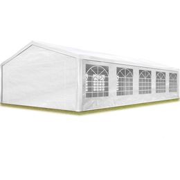 Toolport Partyzelt Pavillon 5x10 m in weiß pe Plane 350 n Wasserdicht uv Schutz Festzelt Gartenzelt - weiß
