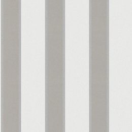 Streifen Tapete Profhome 333291 Vliestapete glatt im traditionellen Stil matt braun beige silber 5,33 m2 - braun