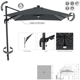 Doppler Ravenna ax 250 x 250 cm led Sonnenschirm Pendelschirm anthrazit Ampelschirm 463253