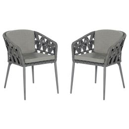 SonnenPartner - 2er-Set Gartensessel Fairmont Aluminium mit Polyrope schwarzgrau Gartenstuhl Sessel