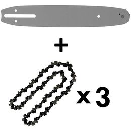 10 Zoll (26 cm) Schwert mit 3 Ketten 3/8 - 1,3 - 40 Treibglieder für Kettensäge 25 cm3