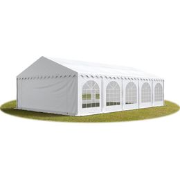 Toolport Festzelt Partyzelt 5x10 m premium, hochwertige pvc Plane 750 n in weiß 100% wasserdicht mit Bodenrahmen - weiß